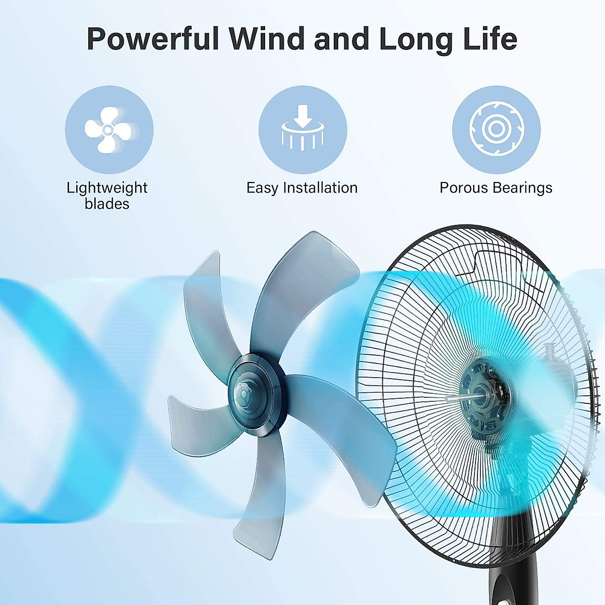 HealSmart Oscillating 16″ 3 Adjustable Speed Pedestal Stand Fan for Indoor, Bedroom, Living Room, Home Office & College Dorm Use, 16 Inch, Black