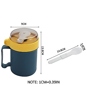 PURPLELU Leak-Proof Soup Thermos, 500Ml Portable Porridge Pot with Lid, Mini Handle Milk Cup, Suitable for Home Office