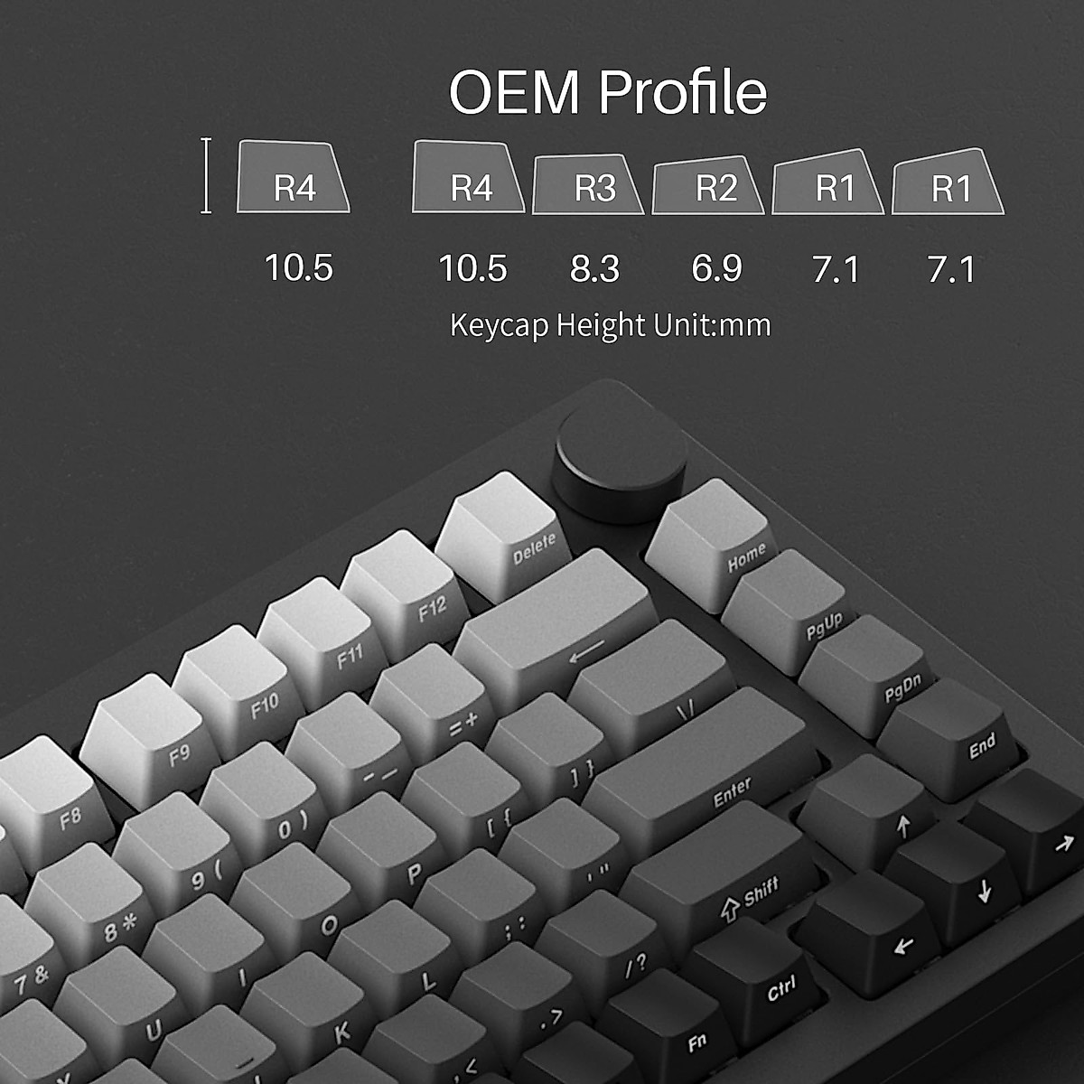 MONSGEEK M1W V3 Aluminum Mechanical Keyboard 75% RGB Hot-swappable Gaming Keyboard with Knob, 6000 mAH RGB Gradient Black Custom with PBT Double Shot Keycaps Rosewood Switch