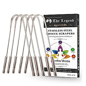 The Legend Stainless Steel Tongue Scrapers-Metal U Shaped Tongue Scraper for Fresher Breath- Tongue Scraper to Keep Mouth and Teeth Healthy and Cleaner- (Stainless Steel) (Pack of 5)