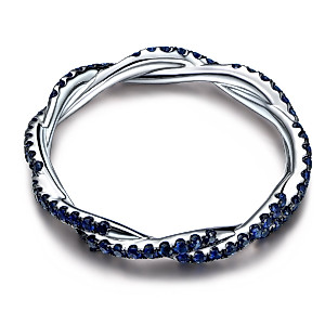 Sapphire Wedding Band,Full Eternity,14K White Gold,Twisted Edge Design Ring,Wedding Engagement Ring