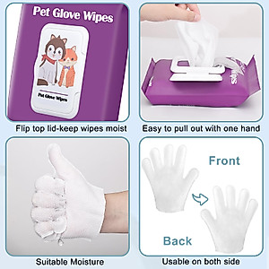 GJEASE Pet Cleaning Bathing Wipe Gloves for Dogs & Cats,Extra Thick Nourish Fur Grooming Wipe Gloves for Face and Paws & Butt,Pet Wipe Gloves Cleaning,Coconut Scent,for Daily Care and Travel