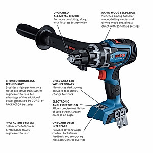 BOSCH GSR18V-1330CN PROFACTOR 18V Connected-Ready 1/2 In. Drill/Driver (Bare Tool)