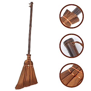Homoyoyo Retro Asian Straw Broom,Thai Natural Grass Broom Whisk Broom Kid Sweeping Cleaning Broom Vietnamese Broom with Wood Handle for Home Kitchen Bedroom for Decoration Wedding Halloween