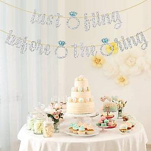 WeBenison Last Fling Before the Ring Banner, Bride Shower Party Supplies, Engagement, Wedding Bachelorette Party Decorations Silver Glitter