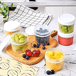 TUZAZO 5 Oz Food Storage Jars with Screw Lids (12-Count) BPA Free Small Plastic Freezer Containers for Sauce, Jam and Puree, Reusable Plastic Ice Cream Containers