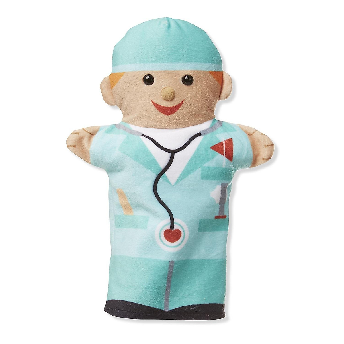 Melissa & Doug Jolly Helpers Hand Puppets (Set of 4) - Construction Worker, Doctor, Police Officer, and Firefighter - Role Play Hand Puppets, Soft Hand Puppets For Toddlers Ages 2+