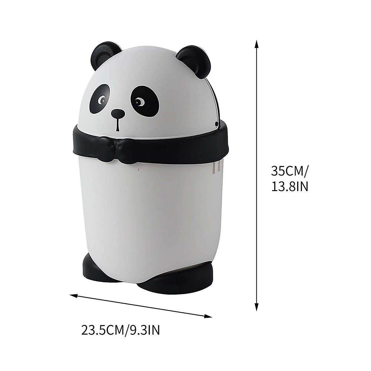Mini Trash Can With Lid, Cute Panda Trash Can, Removable Small Garbage Can, Tiny Plastic Trash Bin, Swing Top Lid Wastebasket, Counter Garbage Lint Bin For Bathroom,Office,Kitchen,Desk,Coffee Table