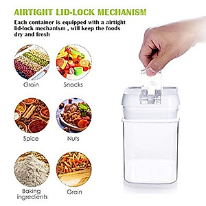 7 Pack Airtight Food Storage Container Set - Kitchen & Pantry Organization Containers - Labels & Chalk Marker - BPA Free Clear Plastic Kitchen and Pantry Organization Containers