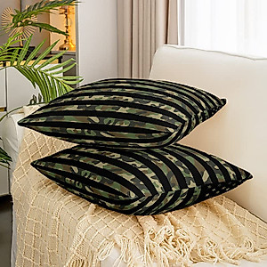 American Flag Throw Pillow Covers Soft Square 24"x24"Camouflage Cushion Case Home Decor Set of 2 Camo Military Style Green Black Pillow Cases Pillowcases for Couch Sofa Living Room Bedroom Bed Chair