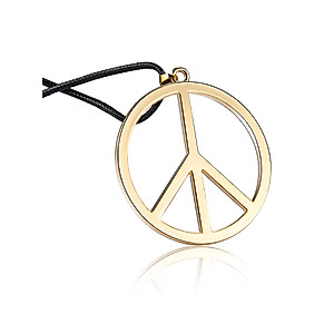 Tatuo 1 Piece Metal Peace Sign Pendant 1960s 1970s Hippie Party Accessories Necklace (Gold)