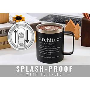 Onebttl Funny Architect Gifts, Architecture Gifts For Christmas, Birthday, 12Oz Stainless Steel Tumbler Travel Mug - Black Definition