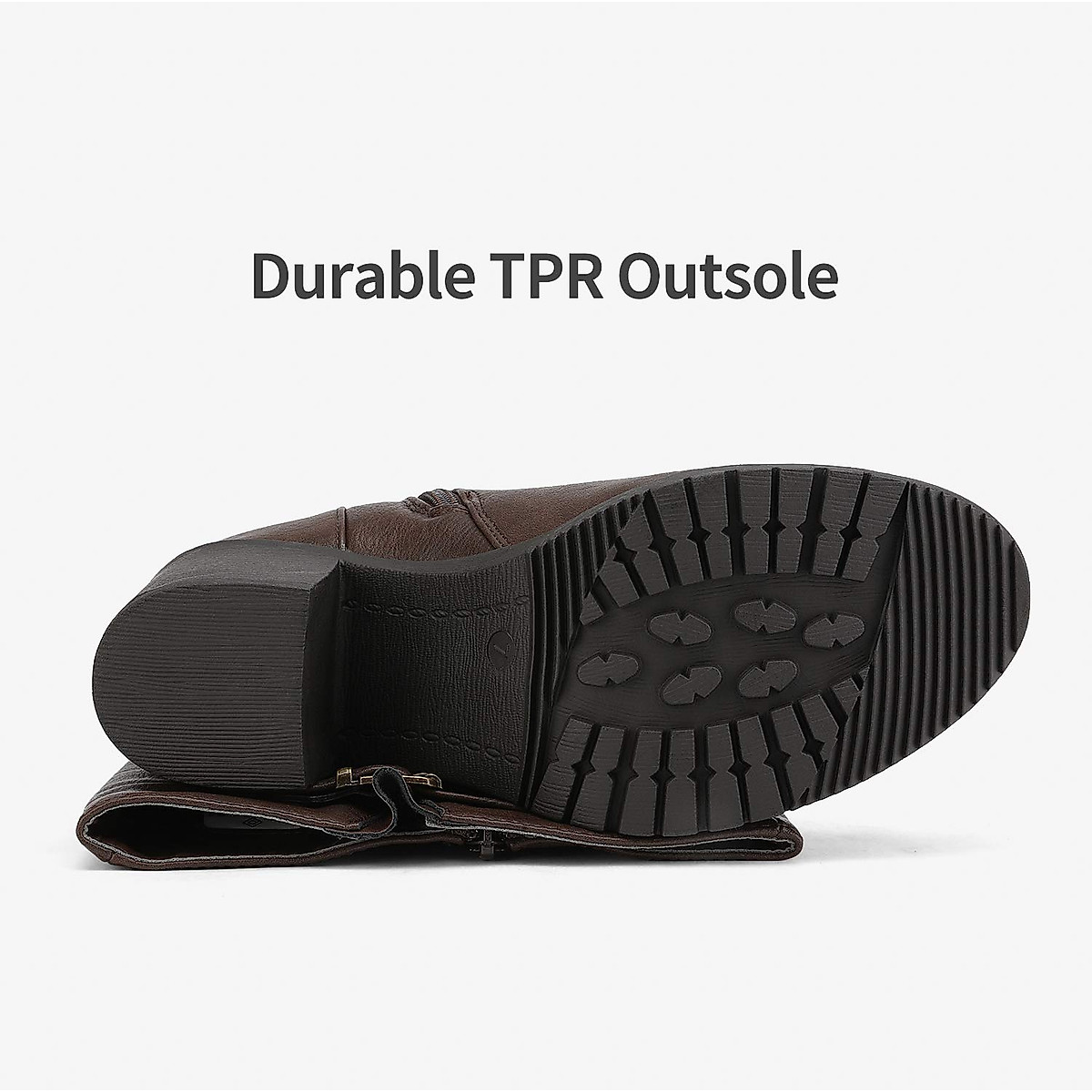 DREAM PAIRS Women's Brown Chunky Heel Knee High Boots Size 9 M US Chai-1