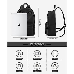 Black Backpack Casual Daypack Backpacks College Backpack Canvas Backpack for Women and Men with Laptop Compartment Carry on Backpack Simple Modern Backpack