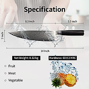 Kimfeng Handmade 8.5 inch Damascus Chef knife Kitchen Knife VG10 Core Steel 67-layer Stainless Steel Professional Forging Chef Knives Corrosion Resistance
