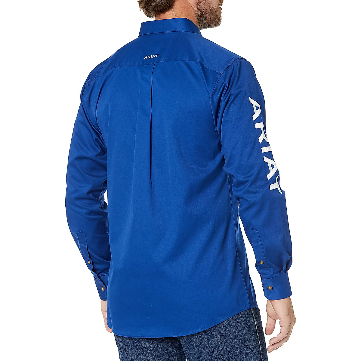 ARIAT Men's MNS Team Logo Twill FTD LS SHRT ULTM/WHT, Ultramarine/White, X-Large