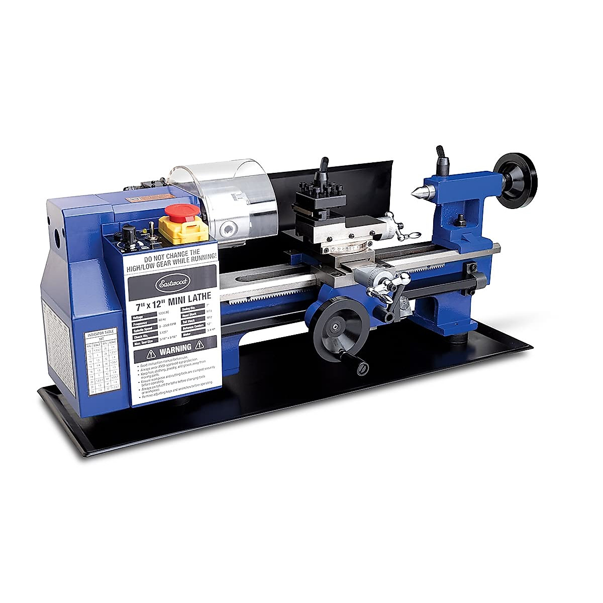 Eastwood Benchtop Metal Lathe 7 inch x 12 inch | Mini Metal Lathe Variable Speed 0-2500 RPM, Mini Lathe with 3-jaw Chuck | Benchtop Metal Lathe, Drilling Machine for Various Types of Metal Turning