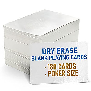 LotFancy Blank Playing Cards, 180PCS, Dry Erase, Reusable Flash Cards to Write on, DIY Vocabulary Study Cards, Learning Cards, Game Cards, Message Card, Gift Card, Glossy Finish, Poker Size