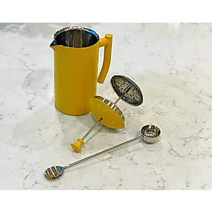 Frieling Double-Walled Stainless Steel French Press Coffee Maker - Snow White - 34 fl oz - Camping French Press Coffee Maker