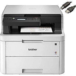 Brother HL-L3290CDWB Compact Wireless Digital Color Laser All-in-One Printer, Duplex Printing, Print Scan Copy, 25ppm, 250-sheet, Bundle with JAWFOAL Printer Cable