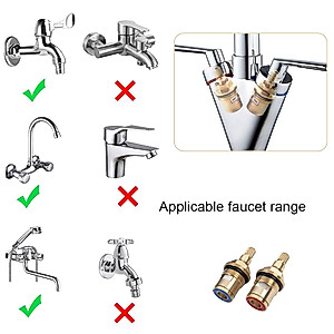 PENKOHOME 1 Pair Replacement Ceramic Tap Cartridge Valves 1/2" Quarter Turn Disc Cartridge Faucet Valves for Bathroom Kitchen Tap(Hot & Cold)