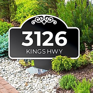 Custom House Address Yard Sign, Lawn Arch Address Plaque, Personalized House Numbers For Outside, Square Style, 12x15 Inches, Aluminum Composite Material Made in The USA by Sigo Signs