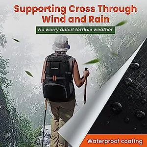 Yeendibo 33L Waterproof Hiking Backpack with Portable-Rest Station for Camping/Travel/Outdoors, Versatile & Lightweight Foldable Daypack for Men/Women (Black, Waterproof)