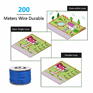 PcEoTllar Electric Fence for Dogs, Rechargeable Underground Dog Fence System Pet Containment System Waterproof Collar Receivers with 656Ft Underground Boundary Wire for Small Medium Large Dogs or Cats