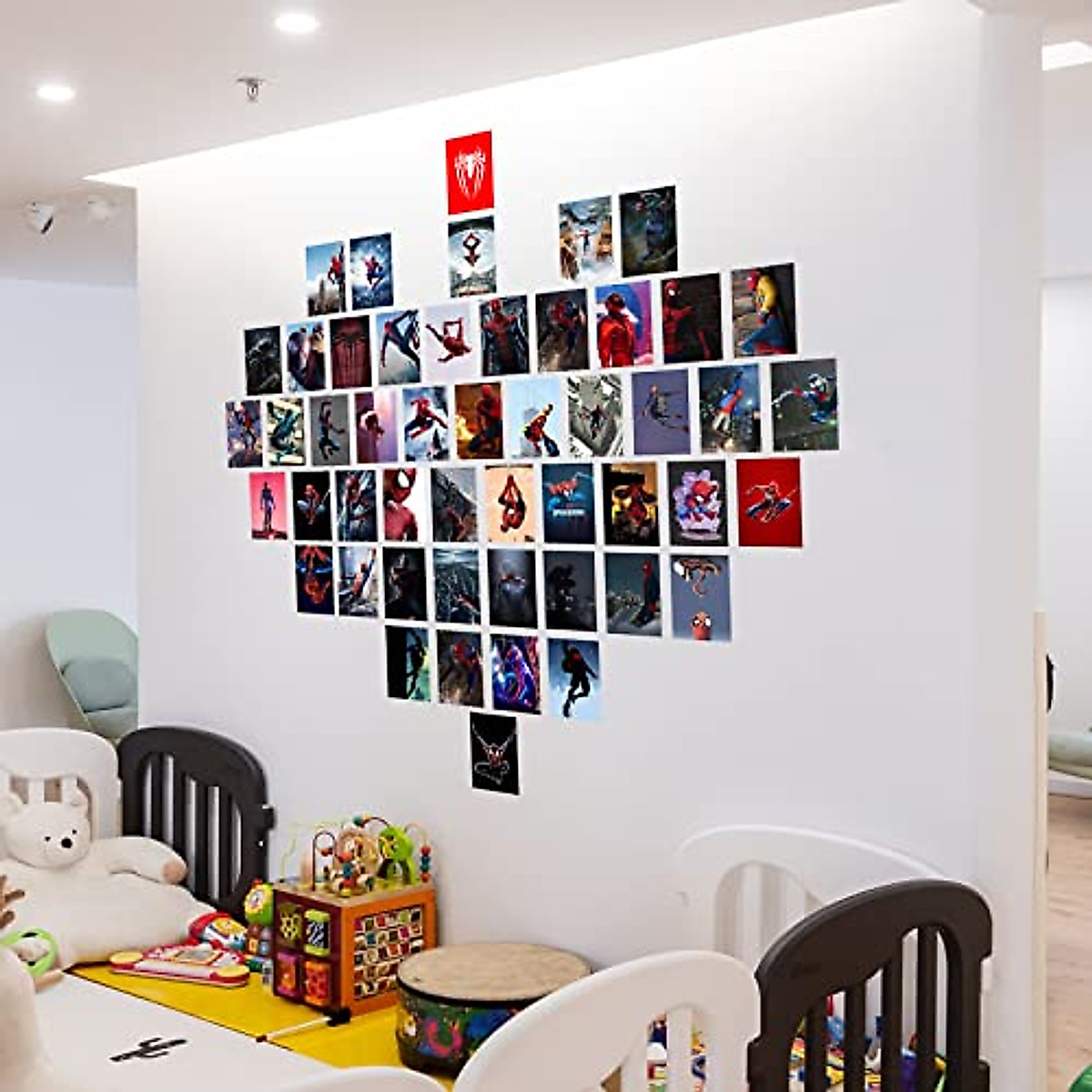 Spiderman Wall Collage Kit, wall decor, Wall Stickers Decoration Aesthetic Picture Collection Collage Kit, 50pcs Room Decor Wall Art Poster Decor for Boys Girls Room Decor 4 X 6 Inchs,White