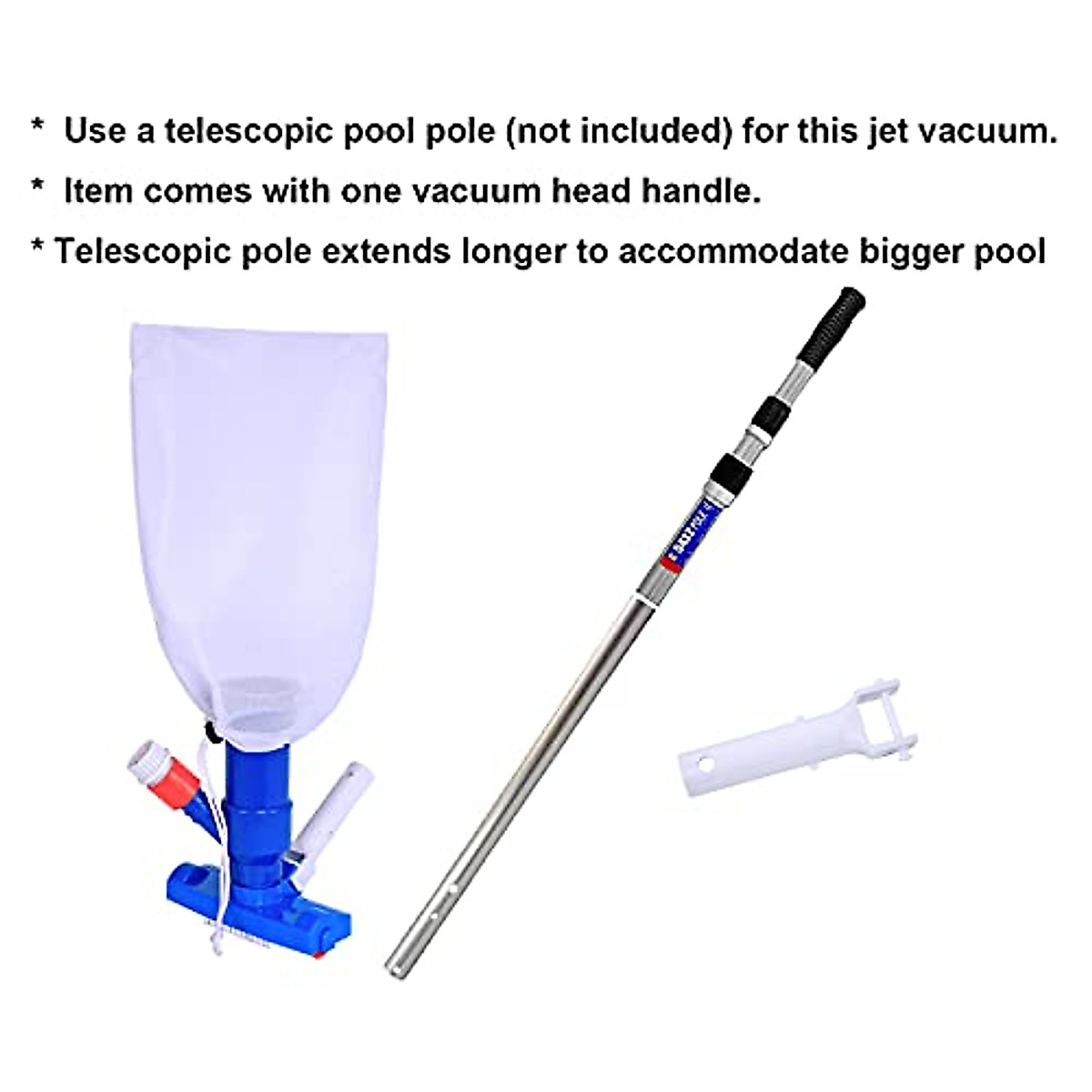 PoolSupplyTown Pool Spa Jet Vacuum Cleaner w/ Brush, Ideal for Frame Above Ground/Inflatable Pools, Spa, Hot Tub, Pond, Fountain Vacuuming, No Electric Power Needed, Use Water Pressure From Garden Hose to Vacuum (Use with A Telescopic Pool Pole, Not Inclu