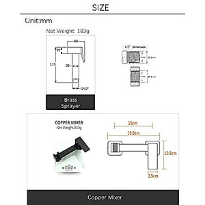 BINCAVIDOU Bidet Faucet Black Hot & Cold Brass Bathroom Bidet Sprayer Set Kids Sprayer Reduces Toilet Paper