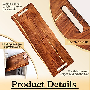 Acacia Large Charcuterie Board, Wood Charcuterie Boards with Handles Foldable Travel 33 x 12 Inch Cheese Board Charcuterie Serving Board with Food Meat Party Appetizers (Large, Rectangular)