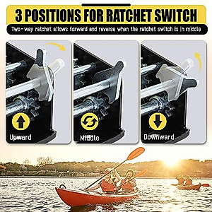 BeckTour Boat Trailer Winch, 3500Lbs Hand Winch with 33 FT Strap with Hook, 2 Way Ratchet, 4:1/8:1 Gear Ratio, Boat Winch for Trailers, Truck ATV