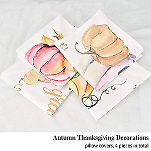 Fall Decor Pillow Covers 18x18 Set of 4 for Fall Decorations,Thanksgiving Decorations Outdoor Farmhouse Pumpkin Decor Throw Pillows Cover Grateful Autumn Decorative Pillow Cases Cushion Case for Couch