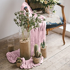 6 Pieces Blush Cheesecloth Table Runner 10 Ft Baby Pink Table Runner Gauze for Boho Rustic Wedding Arch, Baby and Bridal Shower Decorations Engagement Party Mother's Day