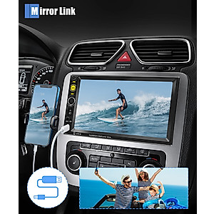 Double Din Car Stereo Car Radio with Bluetooth 7 Inch Touch Screen FM Radio Mirror Link USB 2 Din Car Audio Receiver Remote Control Steering Wheel Control Backup Camera