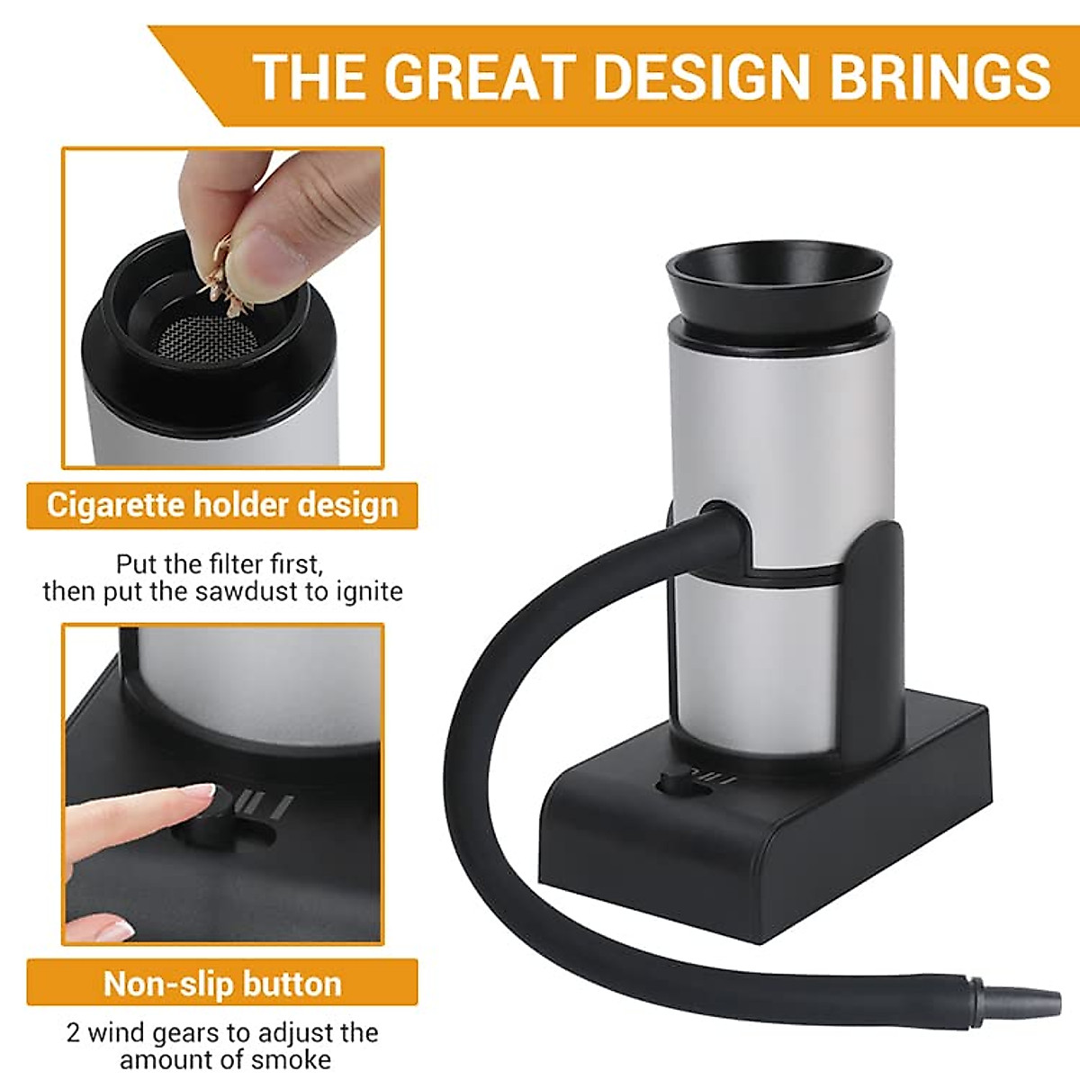 Smoking Gun, Portable Handheld Smoke Infuser, Cocktail Smoker, Cold Smoker Food Smoker Gun for Any Meat Cocktail Cheese BBQ Steak Beef, Sausage, Vegetable Salad, Drinks,Smoking Accessories (Adjustable, Wide Mouth)