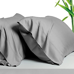 100% Viscose Made from Bamboo Breathable Pillowcases Standard Size Set of 2-Pack for Hot Sleepers and Night Sweats- Softness and Cooling Pillow Cases-Envelope Closure （Gery -20 x 26 Inches）