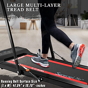 SereneLife Folding Treadmill Exercise Running Machine, Under Desk Storage, Electric Motorized with16 Pre-Set Program, Bluetooth Integration, Home Gym/Office, Walking or Jogging, 265lbs Capacity