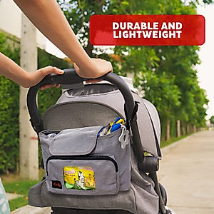 .p U-By Baby Stroller Organizer with Cup Holder - Diaper Bag Organizer with Detachable Shoulder Strap - Stroller Bag Organizer for Bottle, Diapers, Toys, Baby Accessories - Fits All Strollers