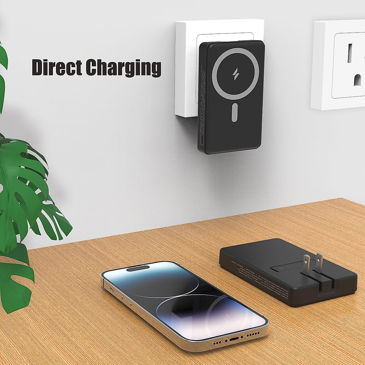 ADPROTECH Wireless Power Bank 5000mAh Magnetic Portable Charger MagSafe Battery with Wall Plug PD Fast Charging iPhone 15/14/13/12/Pro/Pro Max Black