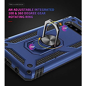 Androgate for Samsung Galaxy S10 Case with HD Screen Protectors, Military-Grade Metal Ring Holder Kickstand 15ft Drop Tested Shockproof Cover Case for Samsung Galaxy S10 (2019) Blue