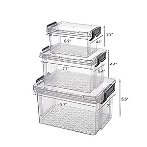 Storage Organizer Set of 1 QT, 2.5 QT and 4 QT Storage Containers with Lid, Set of 9, Clear