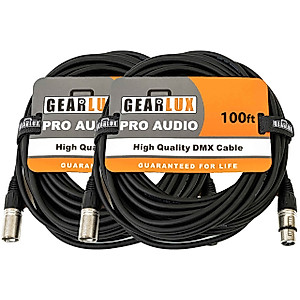 Gearlux DMX Cable 100ft 3-Pin Male-to-Female - 2 Pack