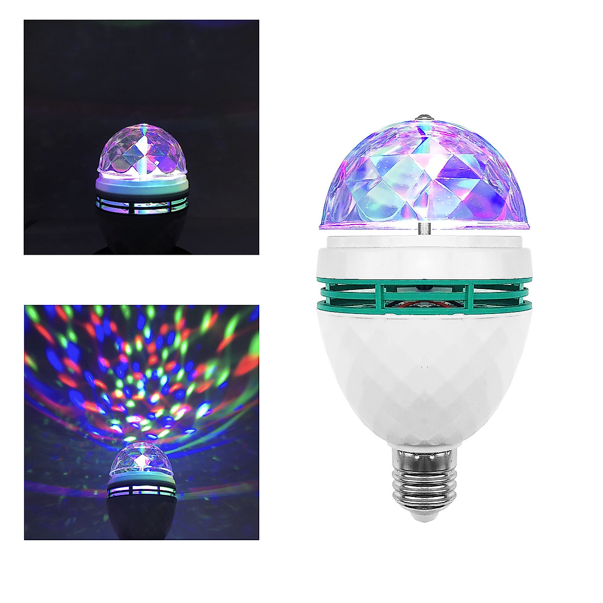 Asng Rotating LED Strobe Bulb Multi Changing Color Crystal Stage Light E27 Base
