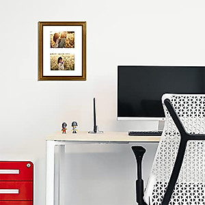 Frametory, 11x14 Picture Frame - for Two 5x7 Photos, Two Opening White Mat - Wall Display - Great for Wedding, Graduation, Engagement Photographs - Dark Gold