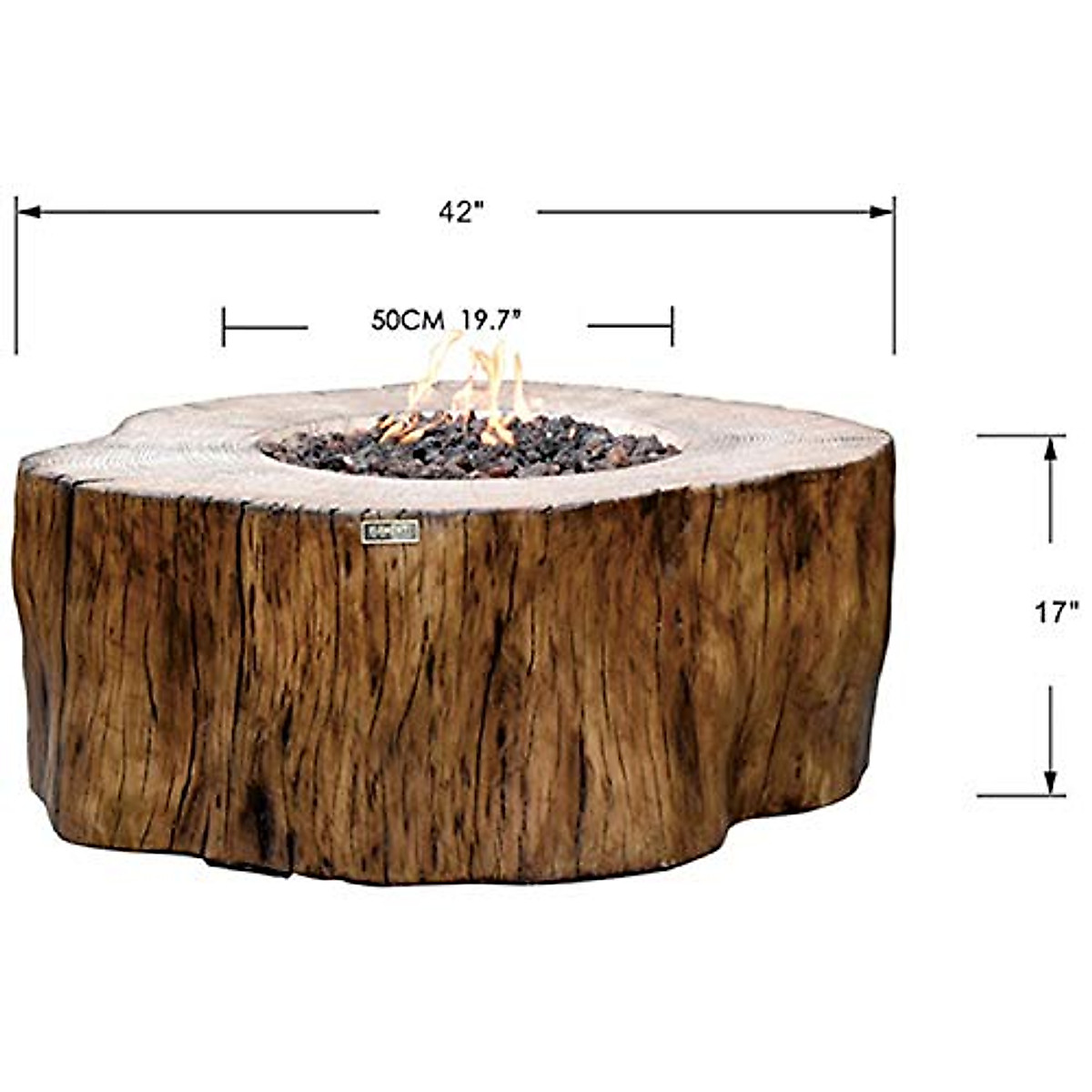 Elementi Manchester Outdoor Table 42 Inches Fire Pit Patio Heater Concrete Firepits Outside Electronic Ignition Backyard Fireplace Cover Lava Rock Included, Natural Gas