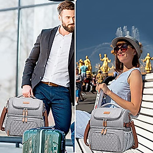 Artelaris Lunch Bag for Men Women, Large Double Deck Lunch Box Tote for Work, Dual Compartment Insulated Leakproof Lunchbox Cooler for Adult with Shoulder Strap & Side Pocket for Picnic Hiking Outdoor