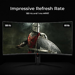 Deco Gear 34" 3440x1440 21:9 Ultrawide Curved Monitor, 180Hz, HDR10, 4000:1 Contrast Ratio, 99% sRGB, 16.7 Million Colors, Adaptive Sync, Blue Light Reduction