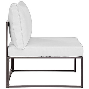 Modway Fortuna Aluminum Outdoor Patio Armless Chair in Brown White